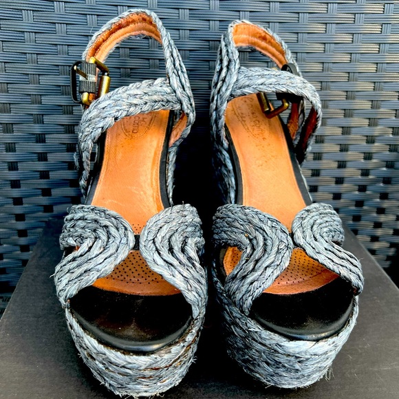 Corso Como | Shoes | 5 Inches Wedges Leather And Raffia | Poshmark